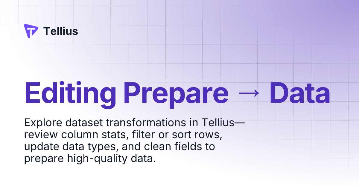 Editing Prepare → Data | Tellius