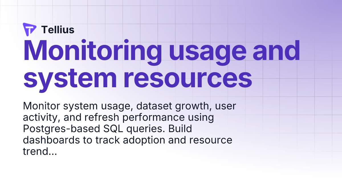 Monitoring usage and system resources | Tellius